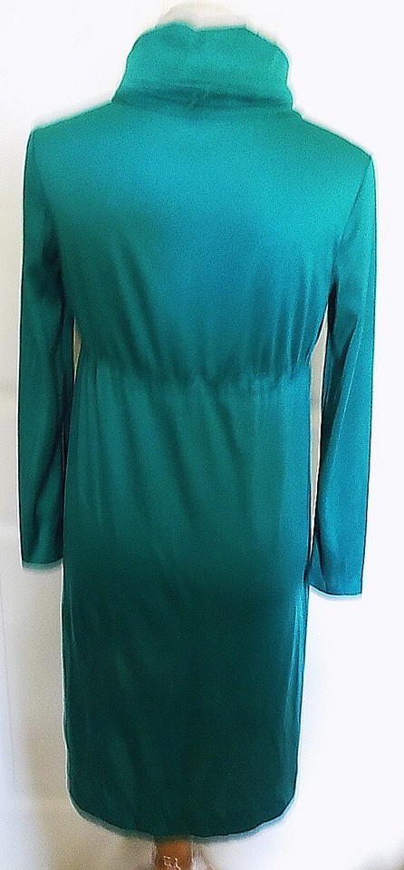 Vintage 70s HIgh Waisted Green Dress Polyester Cowl Neckline B34 | eBay