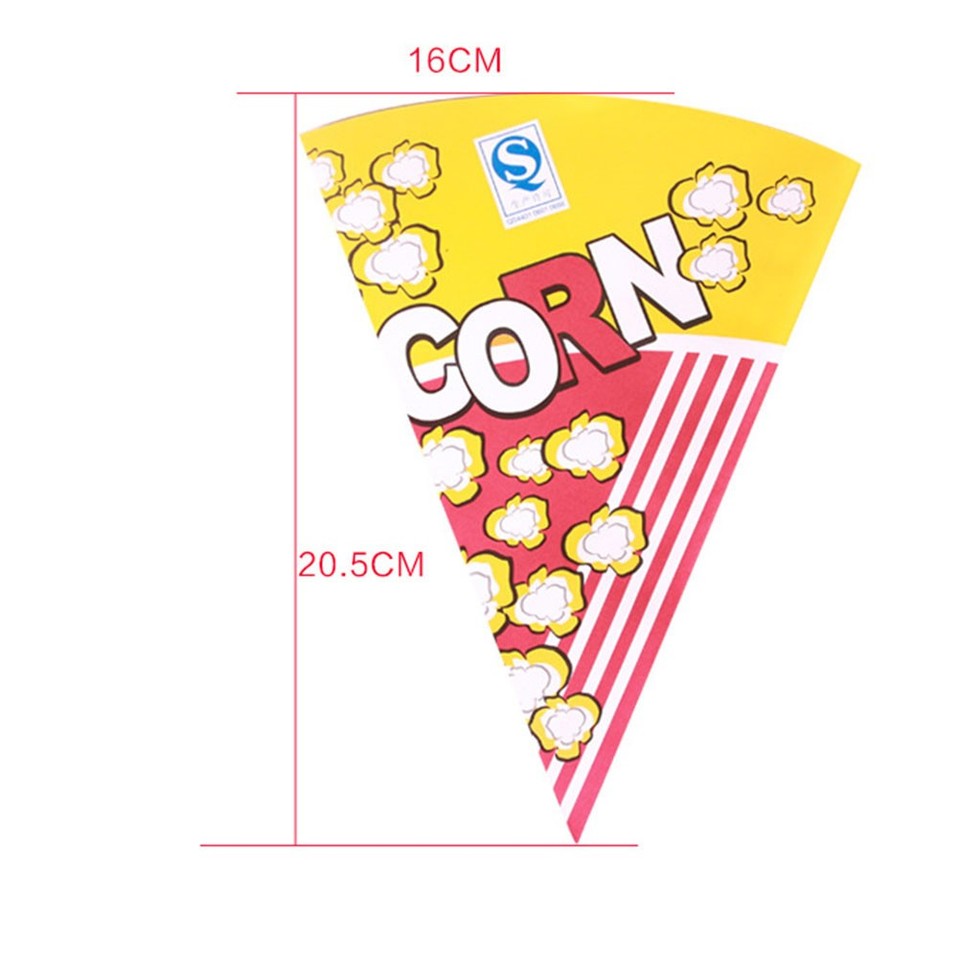 100 Pcs Paper Popcorn Bags Triangle Cone Shape Food Bags for Popcorn ...