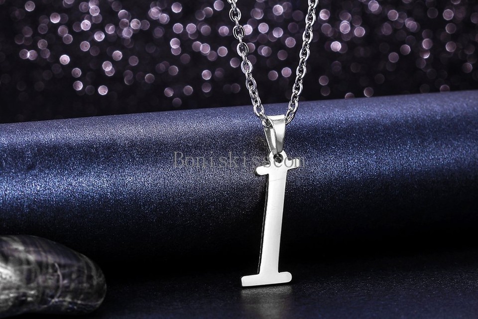 Silver Stainless Steel Alphabet Initial Letter Pendant Necklace Gifts ...