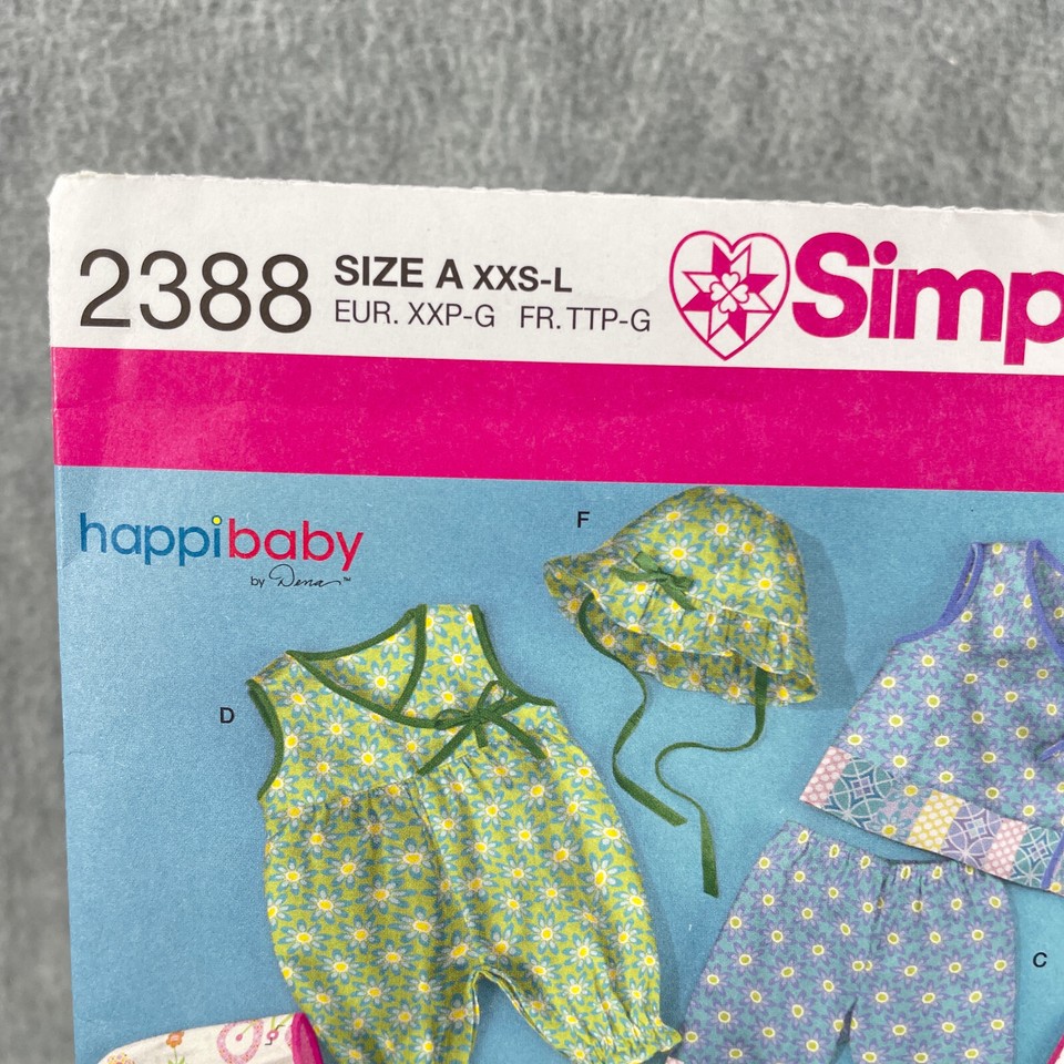 Simplicity 2388 Baby Layette Hat Top Pants Romper Bunting Infants XXS L ...