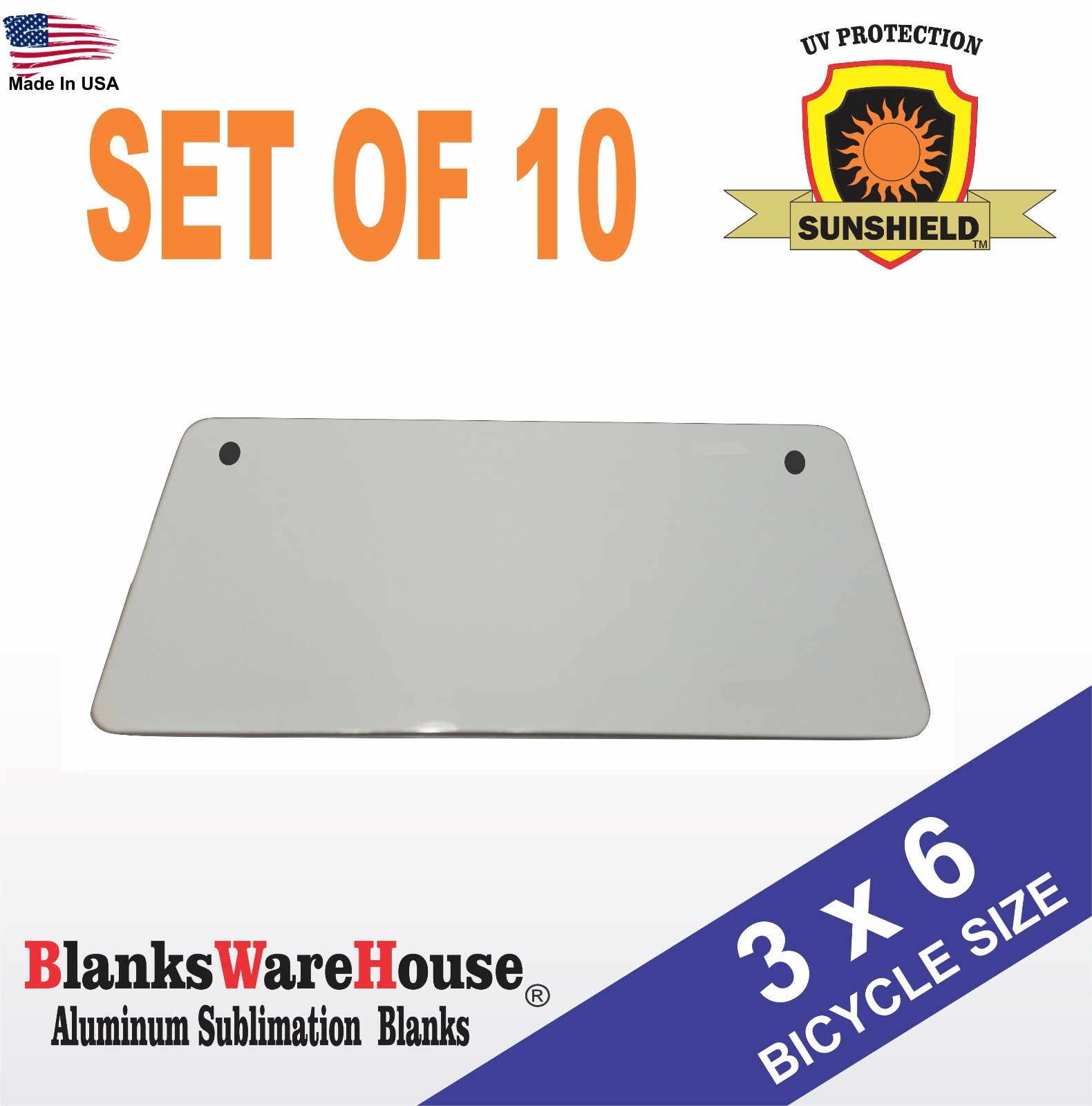 3" x 6" Bicycle License Plate Blanks Dye Sublimation, Blanks 10 pieces ...