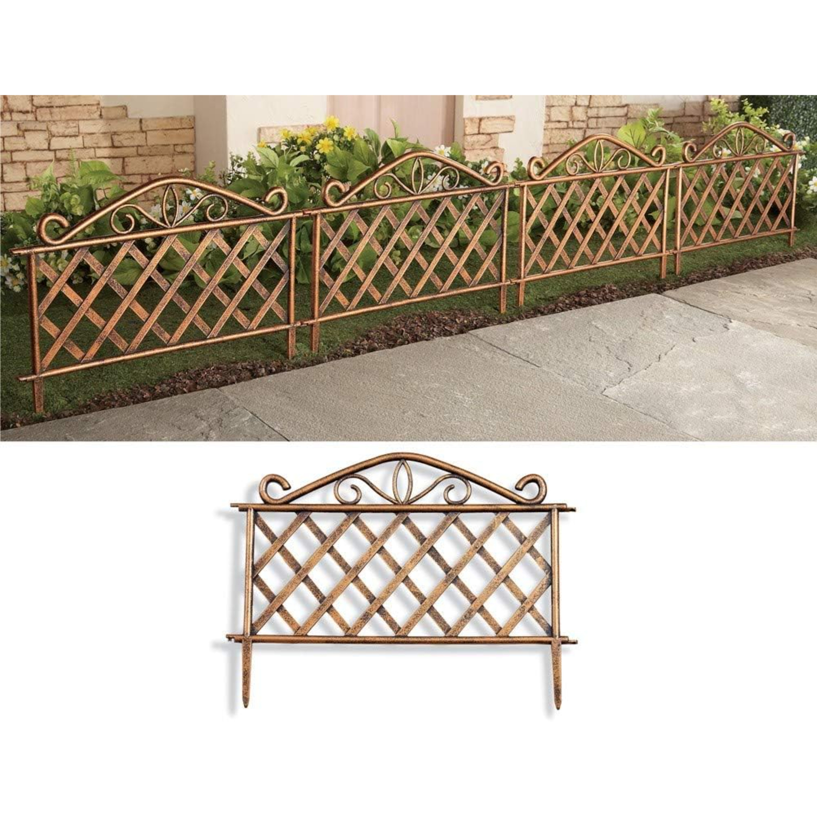 SkyMall Decorative Garden Fencing, 4 Piece Metal Garden Border Fence ...