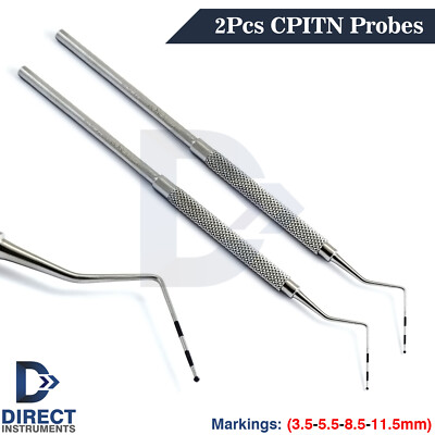 2Pcs Dental Probe CPITN Color Marking 3.5-5.5-8.5-11.5 Ball Tip ...