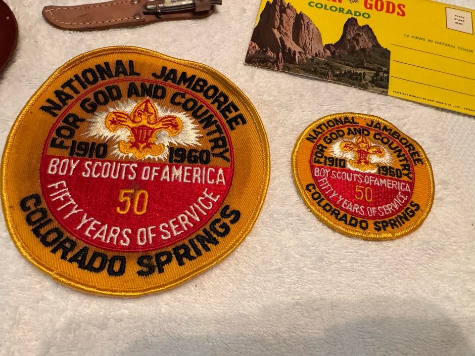 Lot Of 1960 Boy Scout (BSA) Jamboree Memorabilia Patches, Map, Belt Fob ...