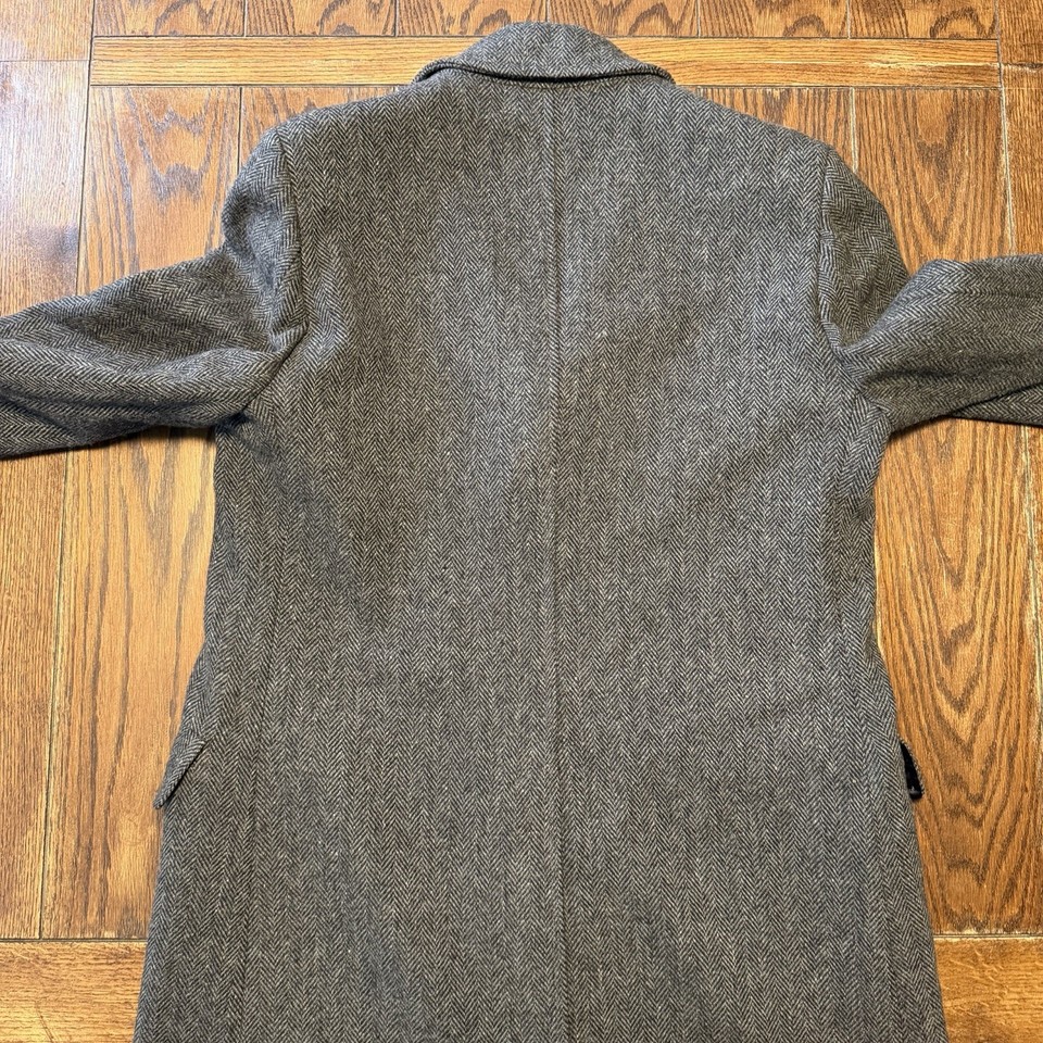 Vtg London Fog Overcoat Men 42L Tweed Herringbone Wool Heavy Academia ...