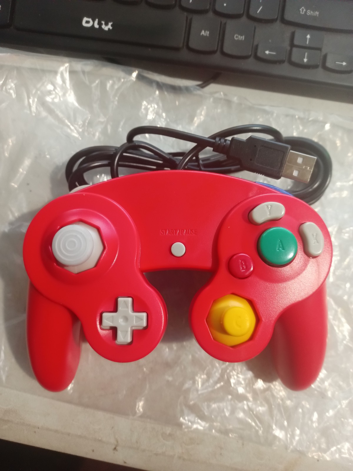 USB Gamecube Controller Red - GCN NGC Game Cube Gamepad Game Pad - No ...