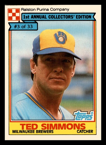 Ted Simmons 1984 Topps Ralston Purina #3 HOF Milwaukee Brewers NM-MINT ...