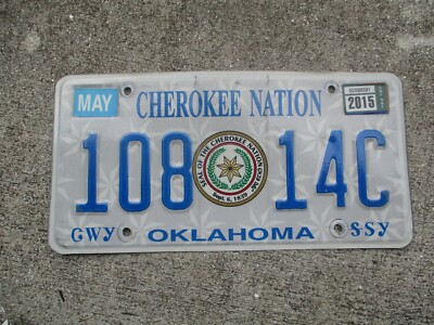 Oklahoma 2015 Cherokee Nation license plate # 108 14C | eBay