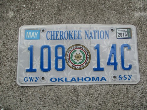 Oklahoma 2015 Cherokee Nation license plate # 108 14C | eBay