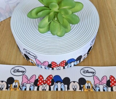 7/8 & 1.5" (1 YD) Mickey Mouse Grosgrain Ribbon Minnie Goofy Donald ...