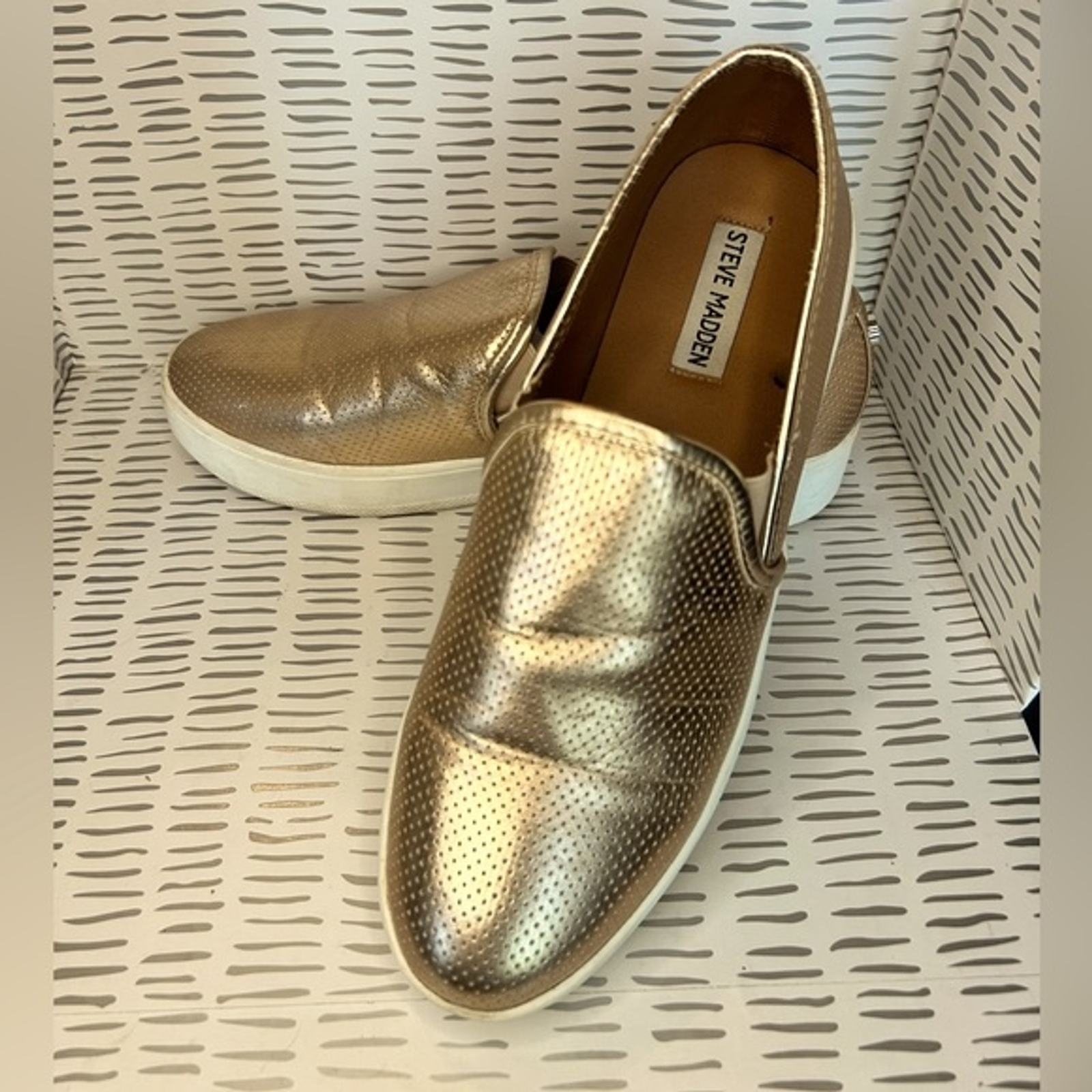 Steve Madden Rose Gold Gracy Slip on Leather Shoes si… - Gem