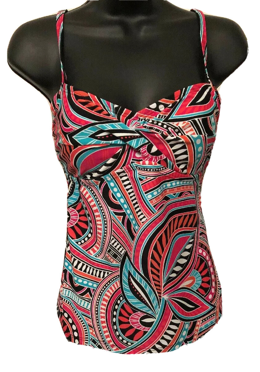 Croft & Barrow Swim bust Enhancer Tankini Top Fit For U Floral Size 8 ...
