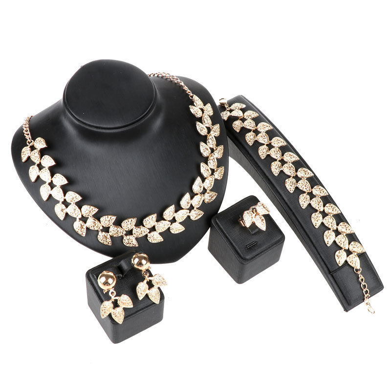 Gold Plated Connected leave 4 pcs Jewelry Set | eBay