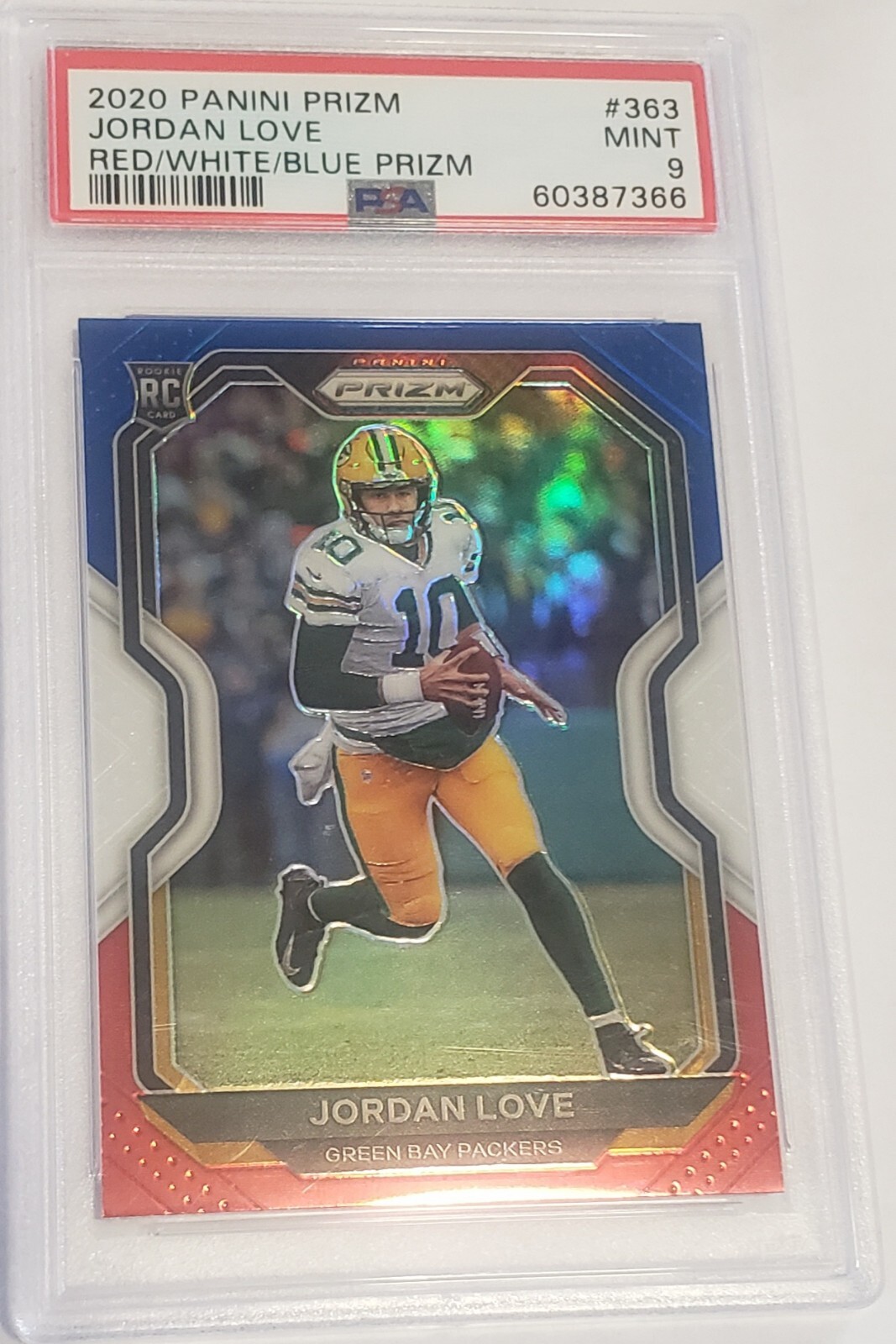 2020 Panini Prizm Jordan Love Red White Blue RWB Prizm RC Rookie PSA 9 ...