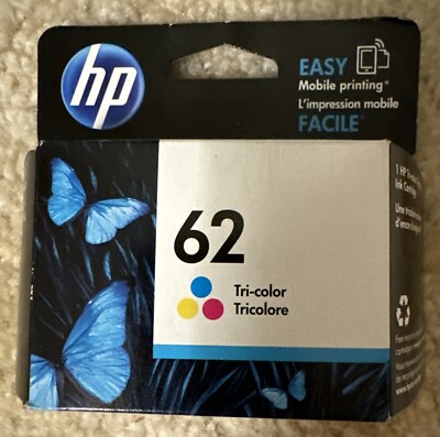 HP 62 Tri-Color Printer Ink Cartridge Genuine Original OEM Sealed New ...