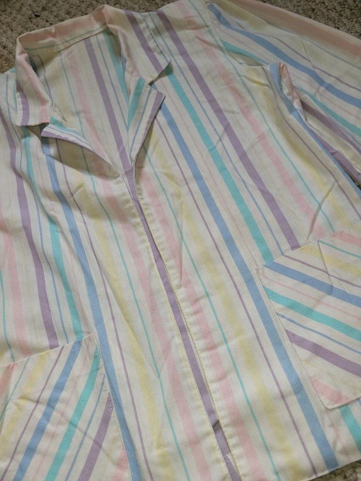 Vintage 60s Striped Pastel Rainbow Shirt Jacket Shacket Womens S/M ...
