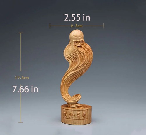 Solid Wood Carving Shou Xing Gong Figure Statue Hand-carved Longevity ...