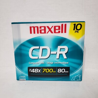 Maxell CD-R 48X 700MB 80 Min Data, Music, Photos, Blank Media Discs 10 ...