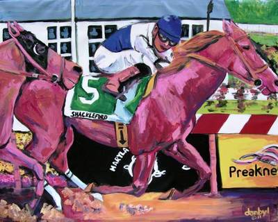 HORSE RACING Preakness Original Art MODERN PAINTING DAN BYL ...