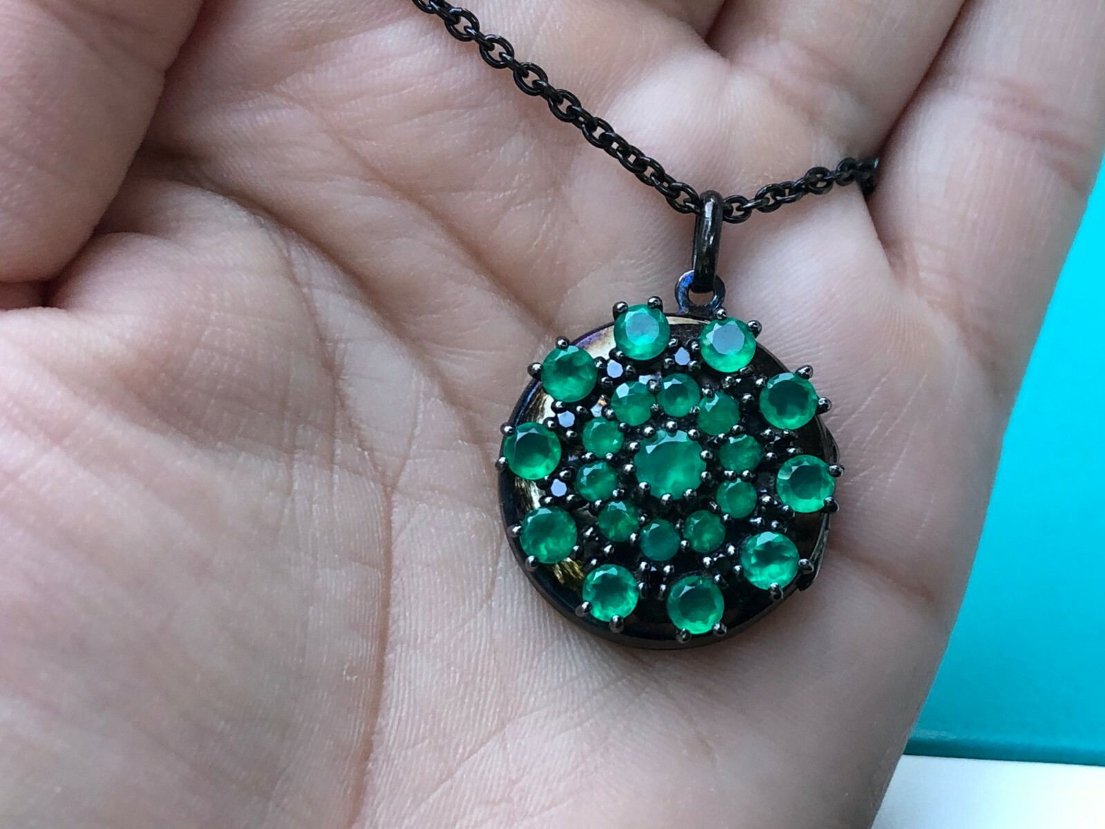 Millie by MCL Black Sterling 6.07ctw Green Agate & Black Spinel Locket ...