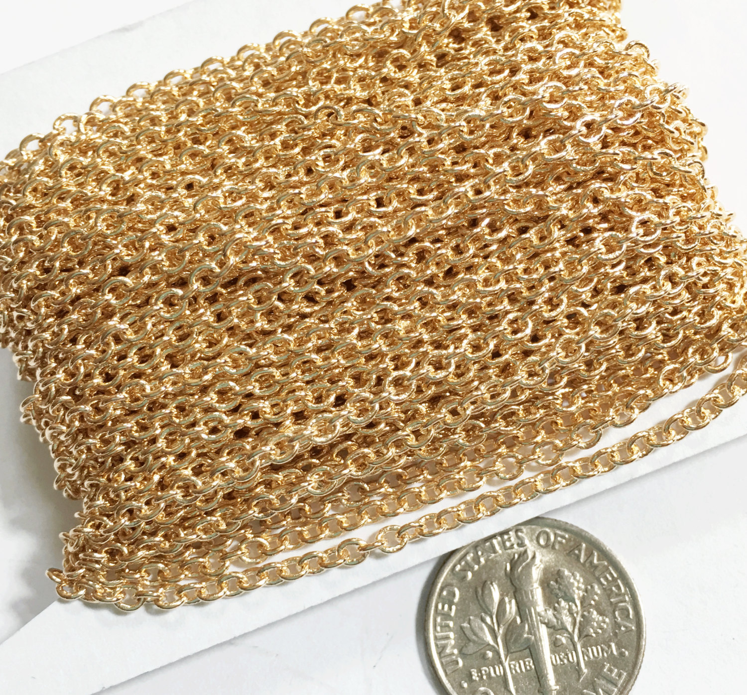 32ft light Gold plated round cable chain 2.2x2.7mm , gold bulk chain | eBay