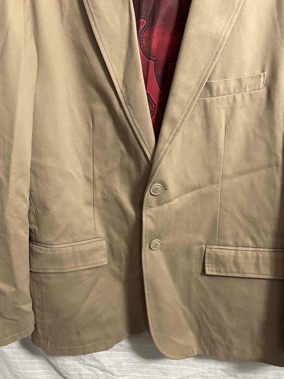 Extreme Couture Embroidered Beige Men's Sport Coat Unstructured Jacket ...