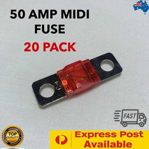20pcs x 50 AMP Midi Fuses 50A for Dual Battery ANS Fuse Holder Solar ...