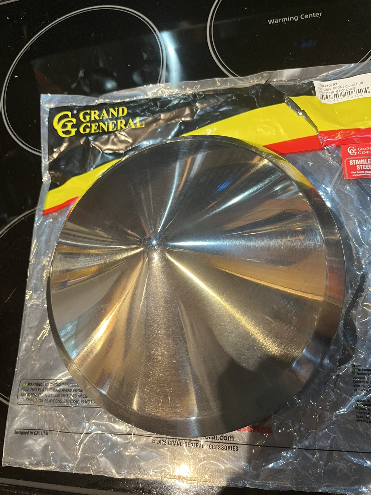 Grand General 10752 Stainless Steel Universal Front Cone Hub Cap with 1 ...