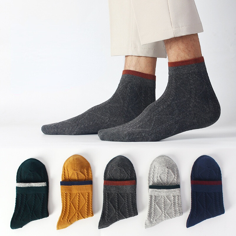 5Pairs of men's spring sweat-wicking odor-proof athletic socks pure ...