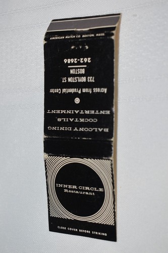 Inner Circle Restaurant Boston Mass. 20 Strike Matchbook Cover | eBay