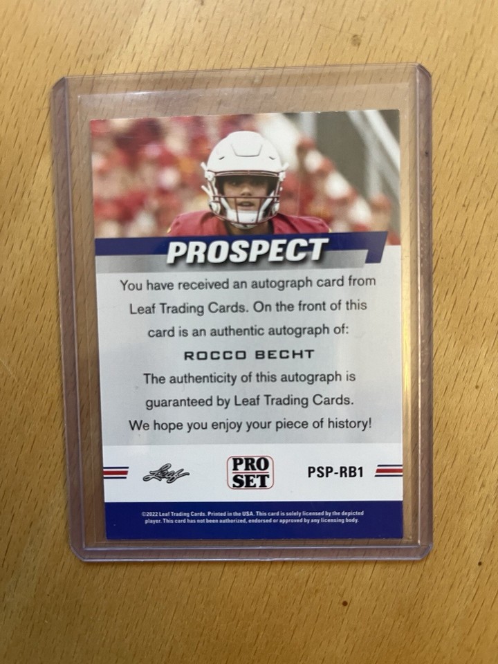 Rocco Becht 2022 Leaf Pro Set Rookie Card Prospect Auto PSP-RB1 Pack ...