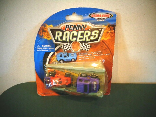 Takara PENNY RACERS Pullbacks Dirt Devil Neon Racer W/ Ramp Vtg 2001 ...