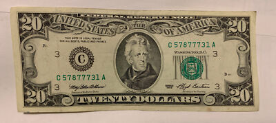 $20 Dollar Bill 1993 C3 District FRN S# C 57877731 A | eBay