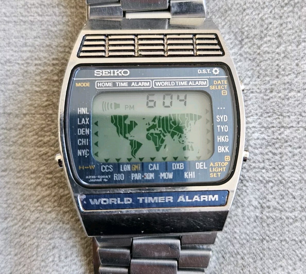 Vintage Seiko World Time Watch A239 Green Map Fully w… - Gem
