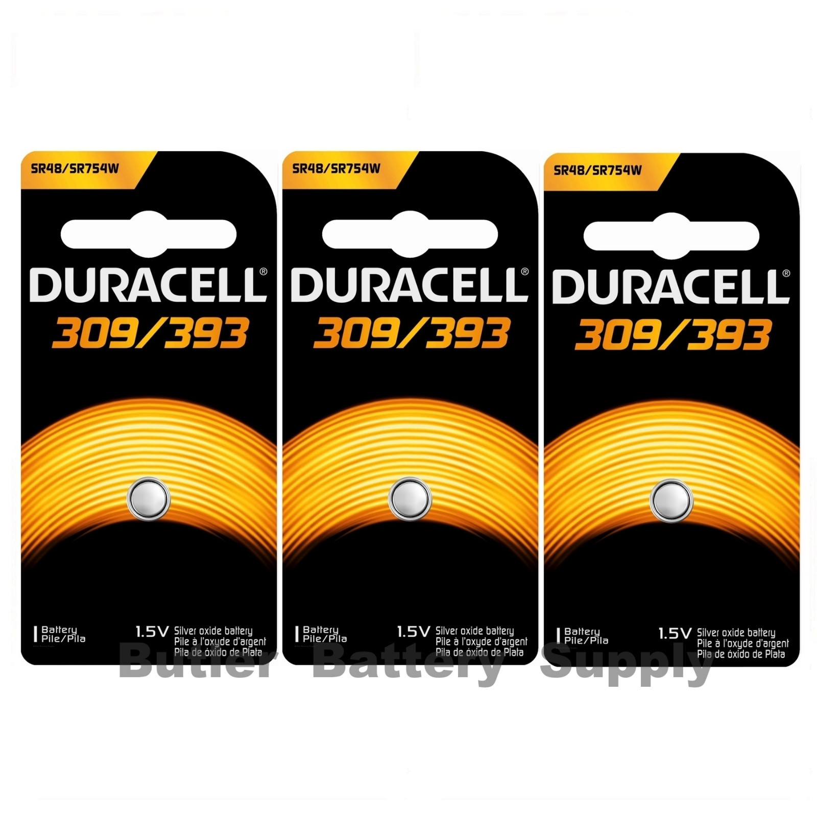 3 309/393 Duracell Silver Oxide Batteries (G5, SR48, G5A, SR754, SR754W ...