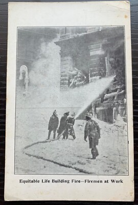 EQUITABLE LIFE BUILDING FIRE FIREMEN AT WORK NEW YORK CITY B/W UNUSED ...