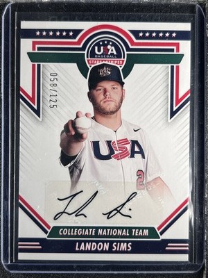 Sims, Landon - 2022 USA Baseball Stars & Stripes - Autograph - 58/125 ...