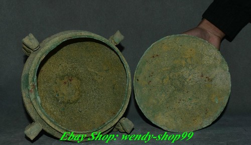 10" Old Chinese Shang Dynasty Bronze Ware 4 Dragon Beast Incense Burner ...