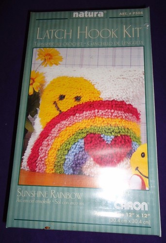 SUNSHINE RAINBOW Latch Hook Kit NIB smiley face sun w/heart 12" x 12 ...