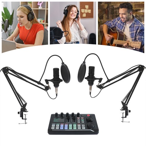 F998 Max Sound Card+BM800 Condenser Microphone Pro Audio Mixer Podcast ...