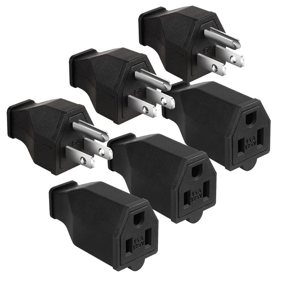 2-Pole, 3 Wire Grounding Plug Male Extension Cord Straight Blade Plug ...