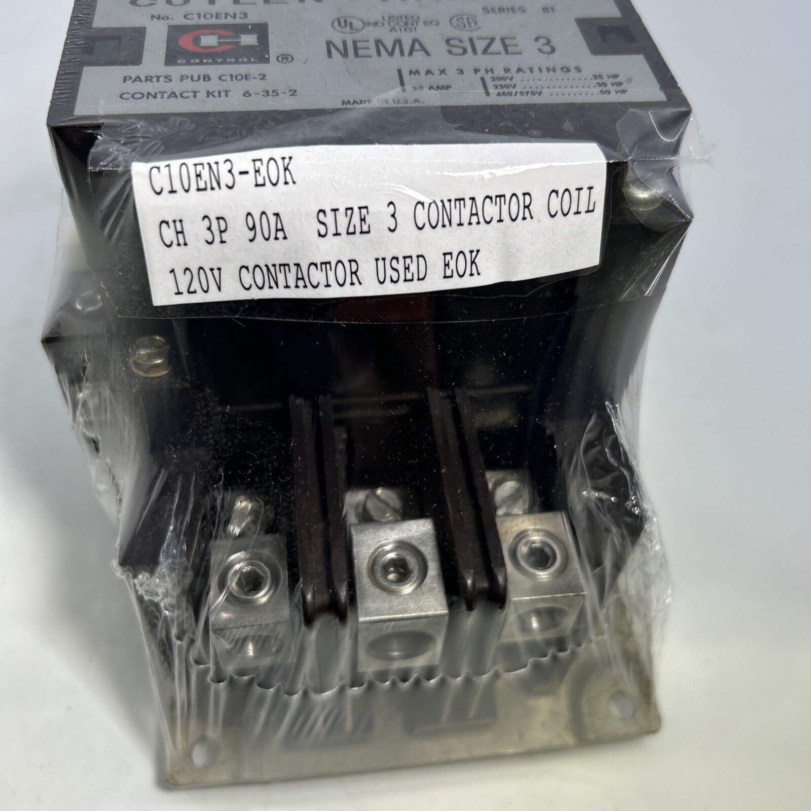 C10EN3 CH 3POLE 90AMP SIZE 3 CONTACTOR COIL (2 YEAR WARRANTY) | eBay