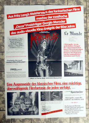 METROPOLIS German 1/2-Sheet Press-Poster 16.5x23inch FRITZ LANG Helm RR ...