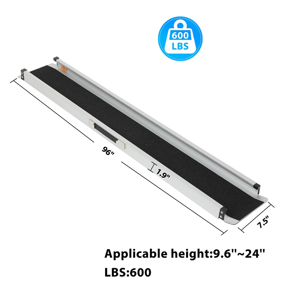 8' Telescoping Adjustable Aluminum Loading Wheelchair Ramps Thresholds ...