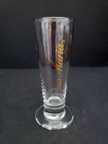 Tia Maria Shot Glass Long Gold Script Barware Footed Vintage | eBay