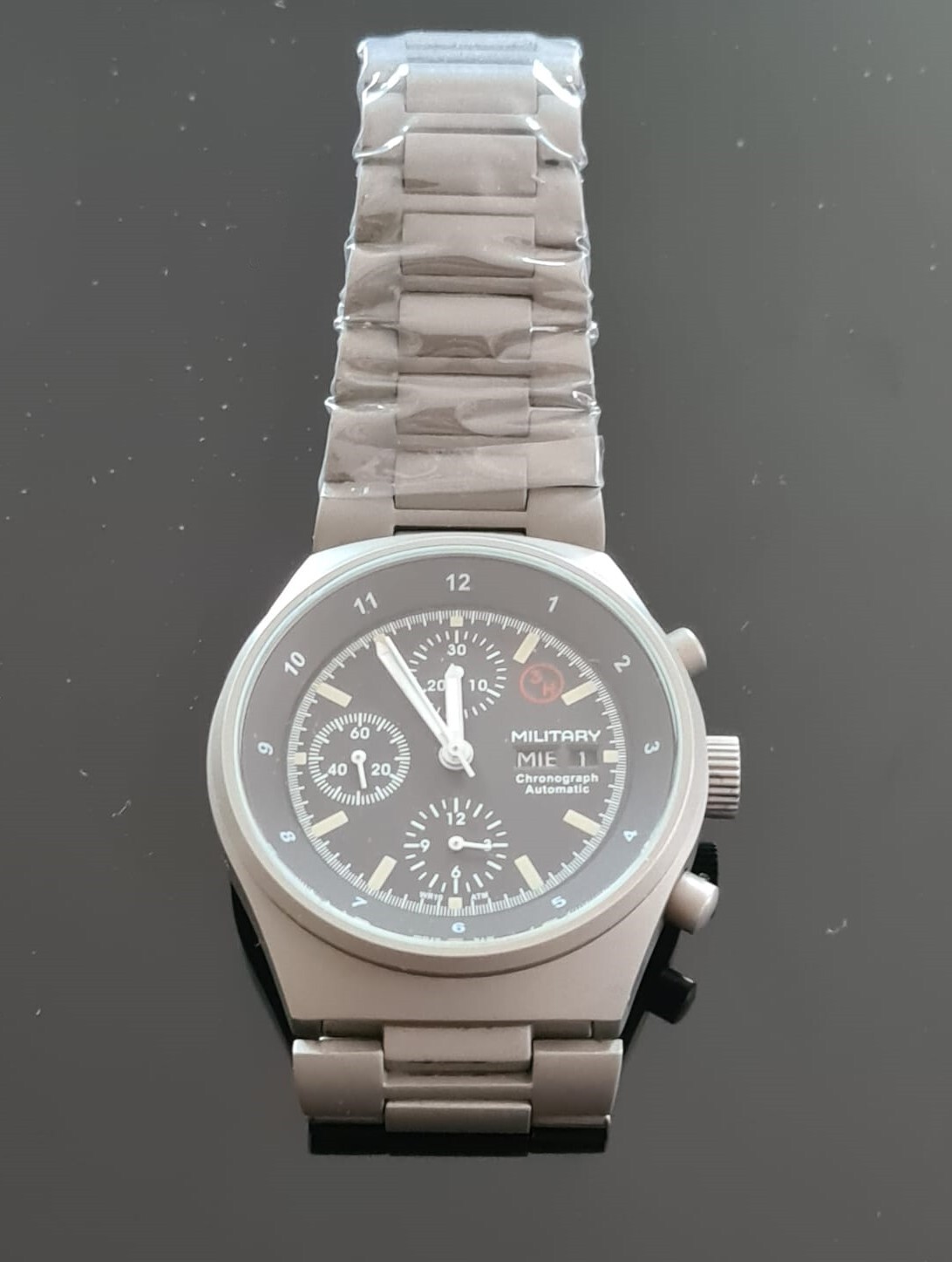 Military 3H Automatic Chronograph Watch - BUND 7750 Clone - Titanium ...