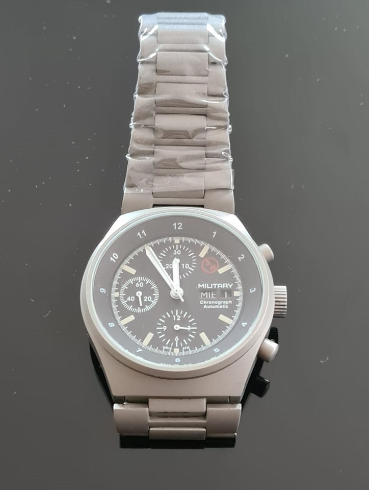 Military 3H Automatic Chronograph Watch - BUND 7750 Clone - Titanium ...
