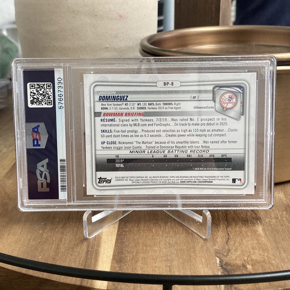 2020 Bowman JASSON DOMINGUEZ #BP-8 1st Bowman PSA 10 Gem Mint YANKEES ...