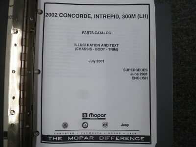 2002 Dodge Intrepid Sedan Parts Catalog Manual SE SXT ES R/T 2.7L 3.5L ...