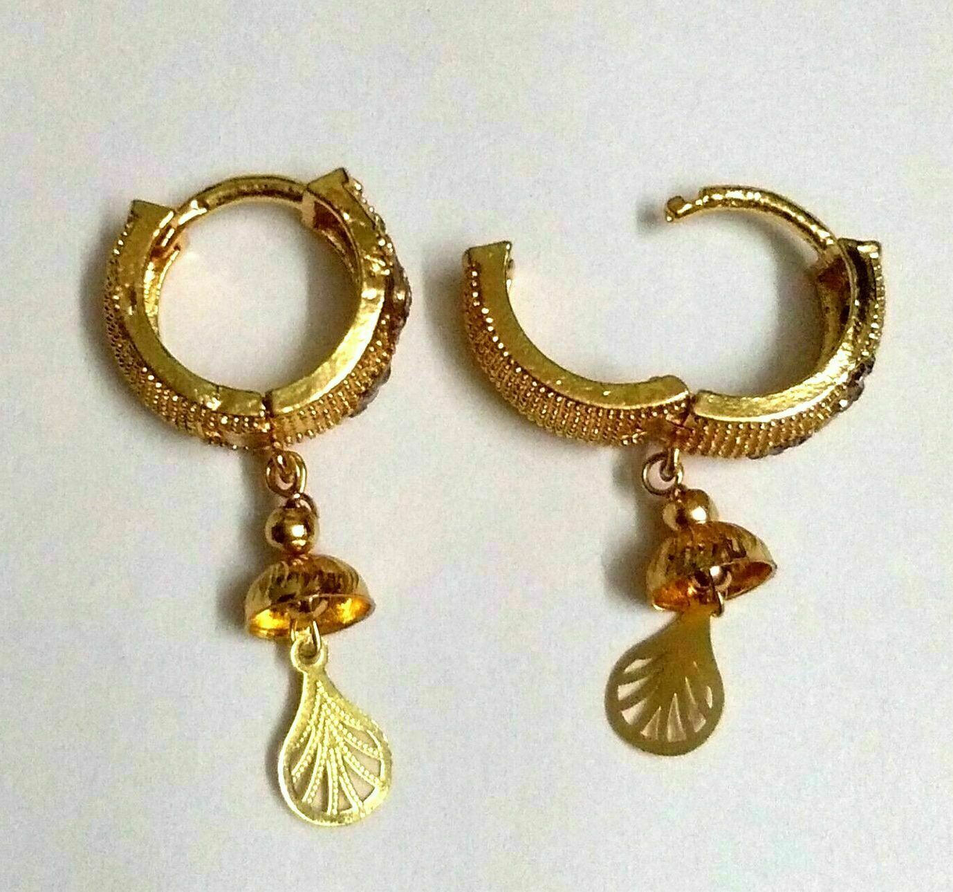 Indian 18K Gold Plated Drop dangle Hoop Earrings Women Jhumki Jhumka ...